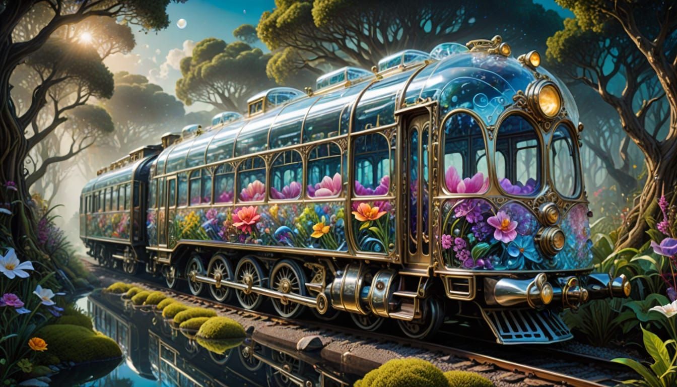 Ethereal Fantasy Train with Aquatic Internals in T... - AI Art