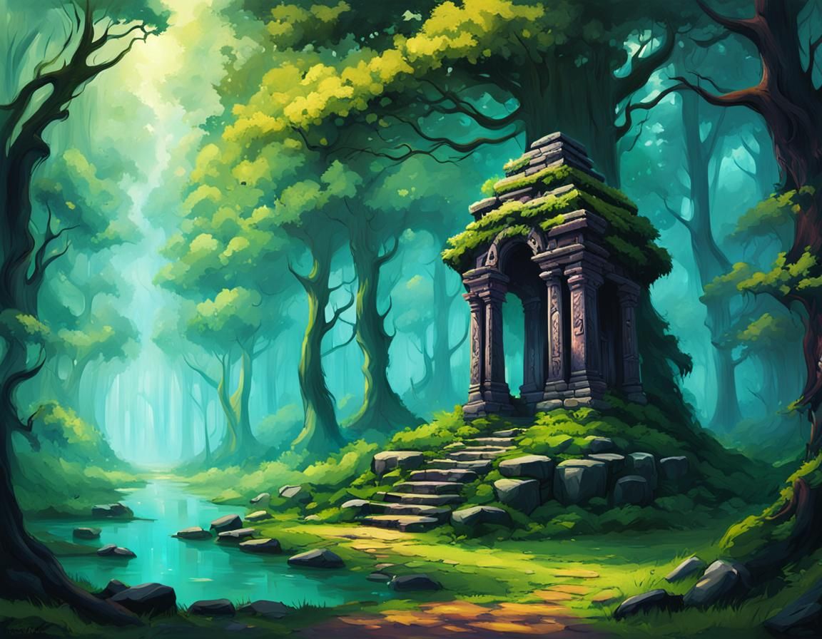 Ancient Forest Shrine 4 - AI Generated Artwork - NightCafe Creator