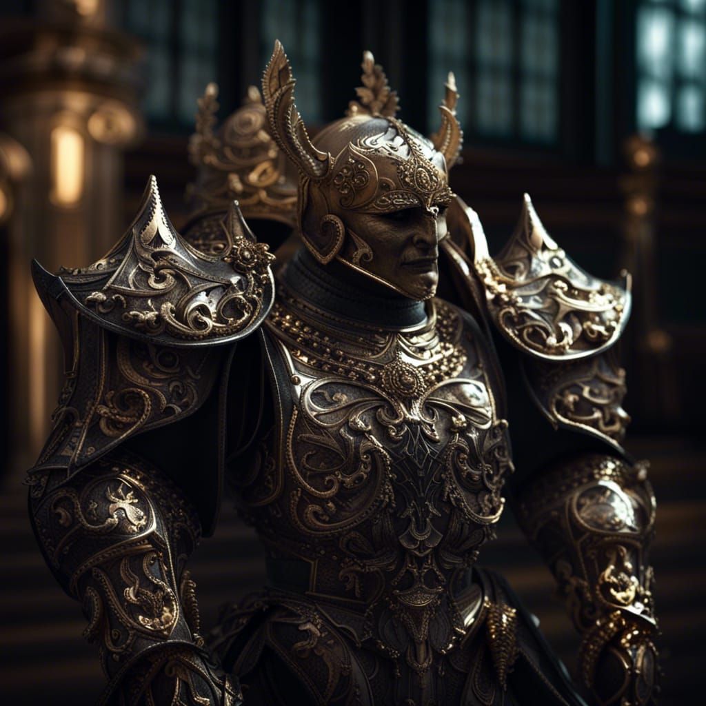 iconostasis, little mouse japanese armor in all-covering oxidized cast ...