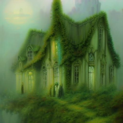 Moss and overgrown Ivy gothic house - AI Generated Artwork - NightCafe ...
