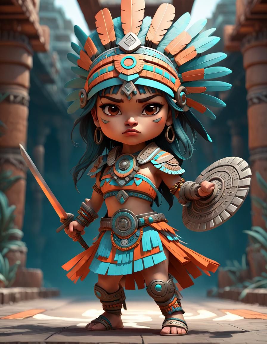 Aztec Princess #77 Chibi warrior - AI Generated Artwork - NightCafe Creator