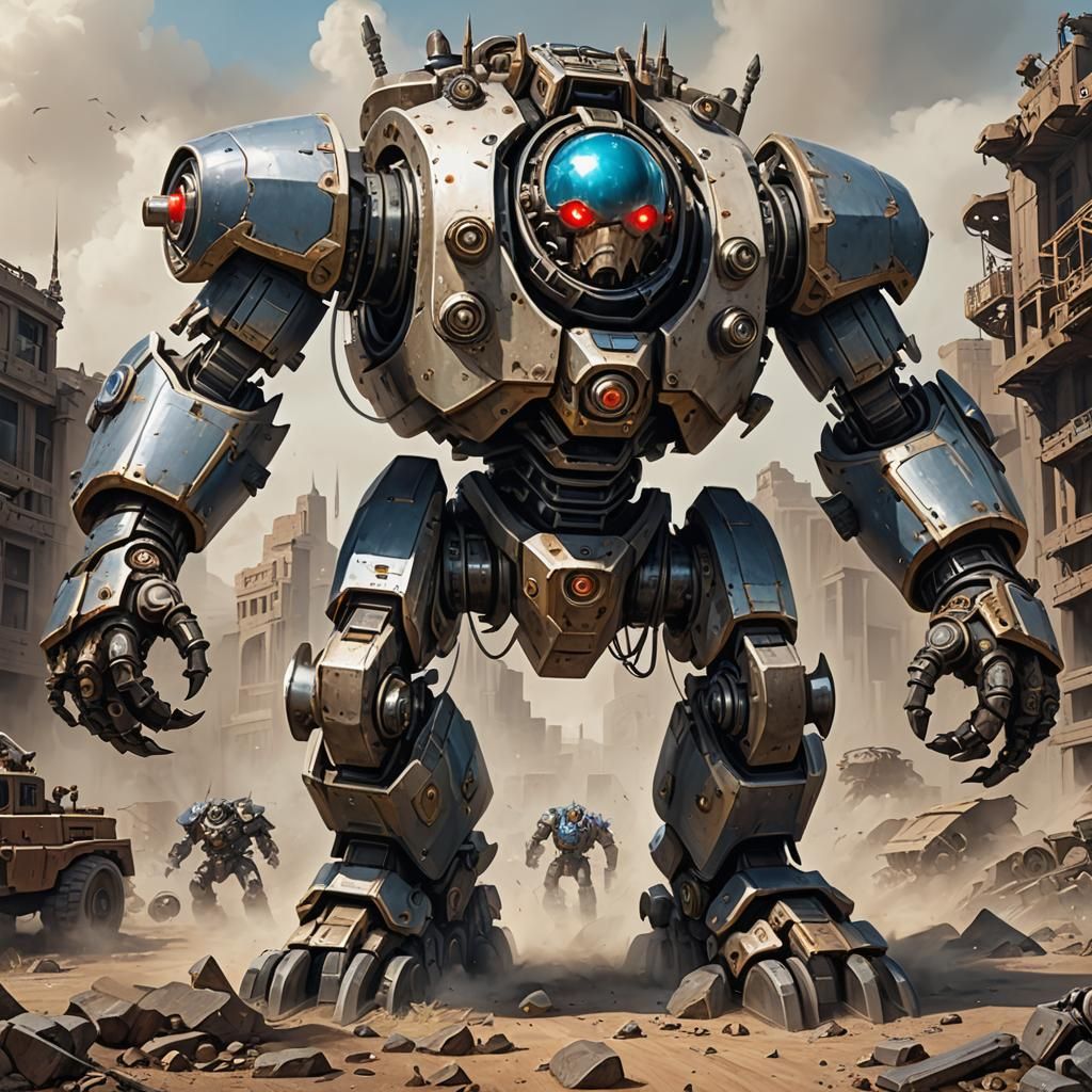 a giant cyclops mechanized warrior ready for battle - AI Generated ...