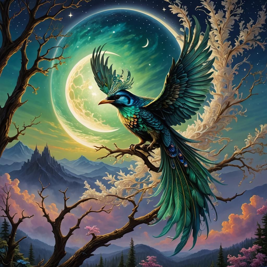 Fae Iridescent Bird - AI Generated Artwork - NightCafe Creator