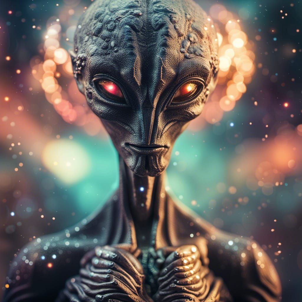 Samarian alien god, cosmic powers, nebulous background - AI Generated ...