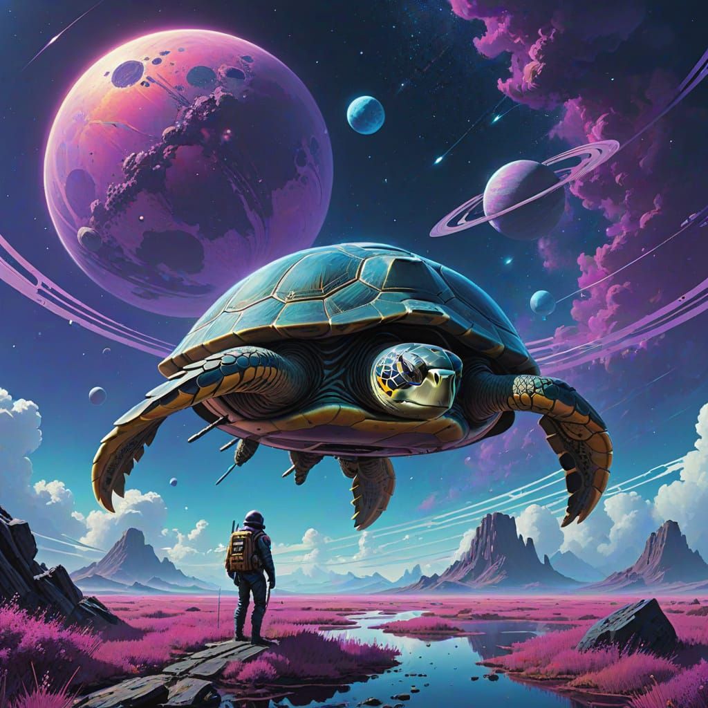 Stunning turtle in the space - Cosmic Turtle in a Dreamlike ...