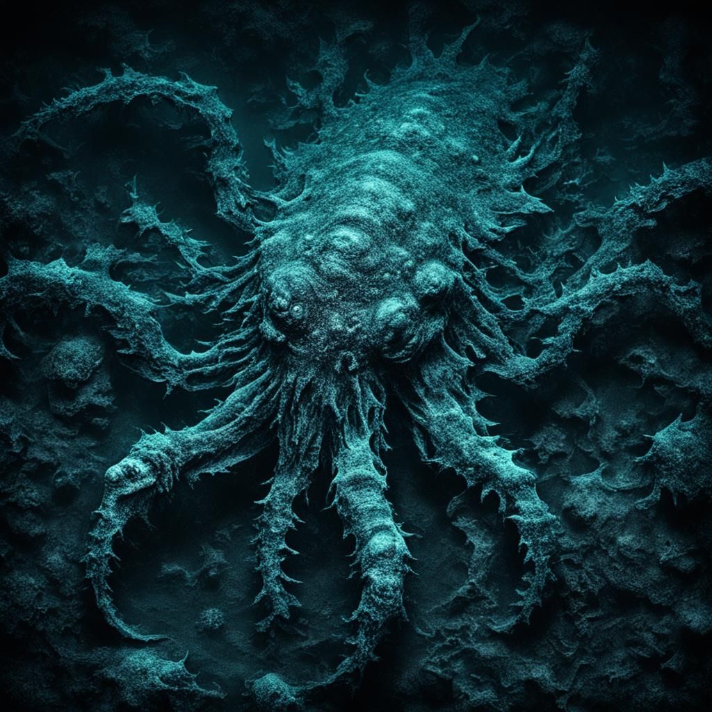 Grainy lo-res radar image of marinas trench deep sea scabs cosmic ...