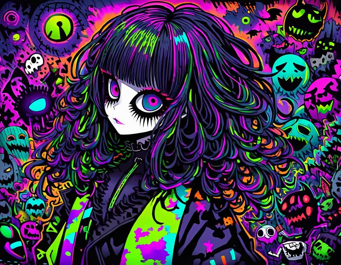 CARTOON GOTH GIRL SERIES - AI Generated Artwork - NightCafe Creator