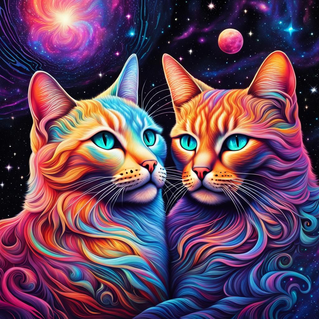 Two cats cuddling - AI Generated Artwork - NightCafe Creator