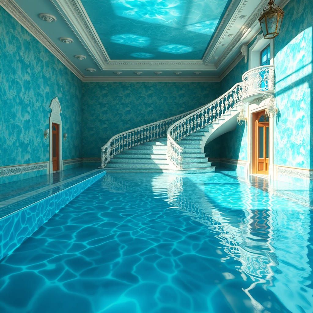 Dreamlike Poolcore Oasis in Shimmering Aqua - AI Art