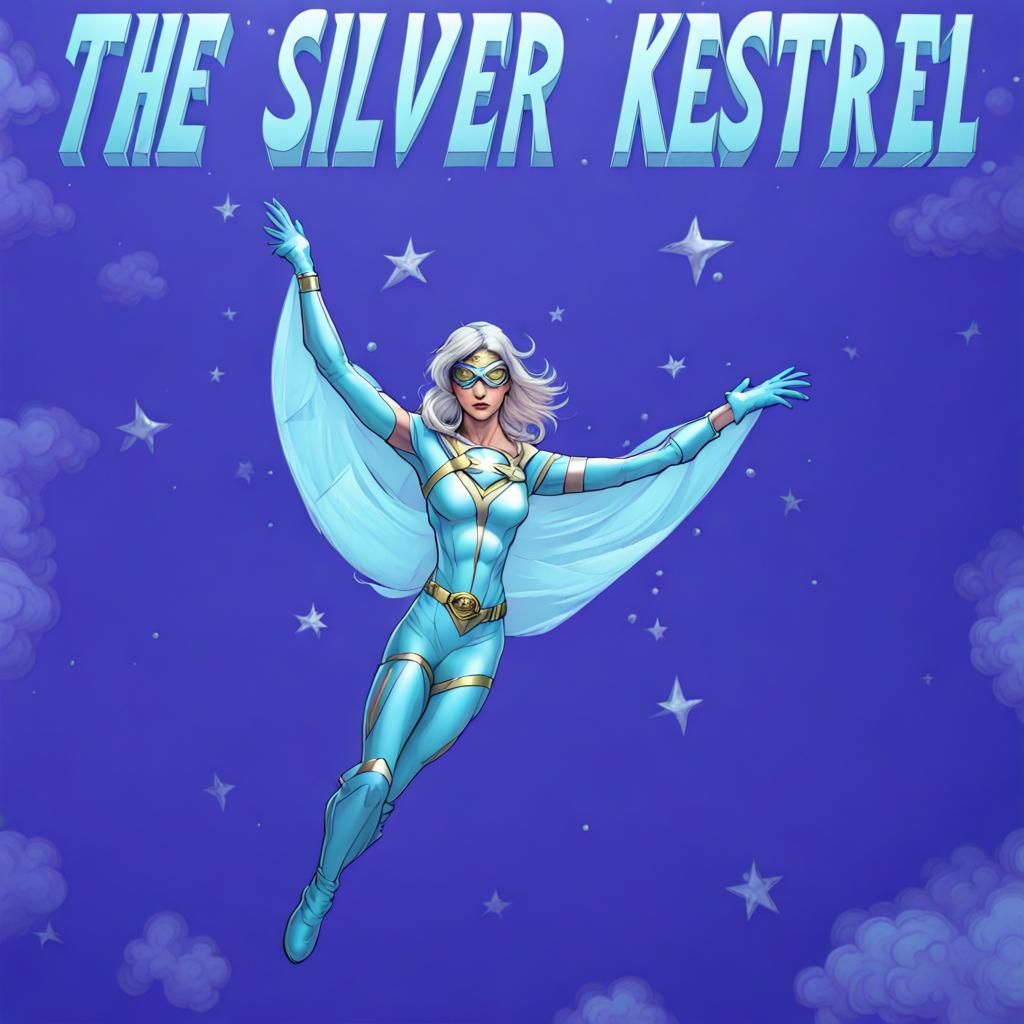 A woman superhero named The Silver Kestrel