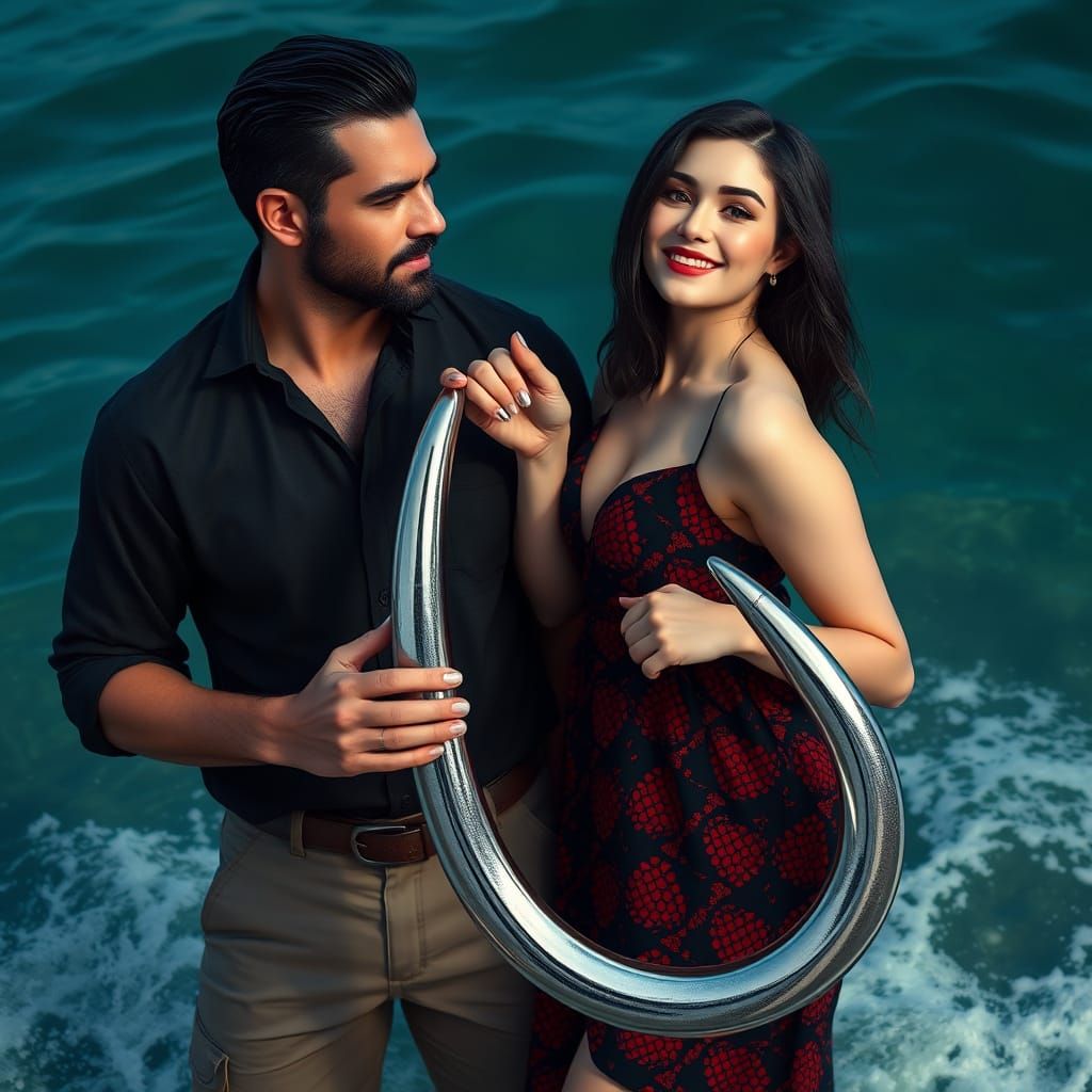 Dashing Couple in Khaki and Black - AI Art