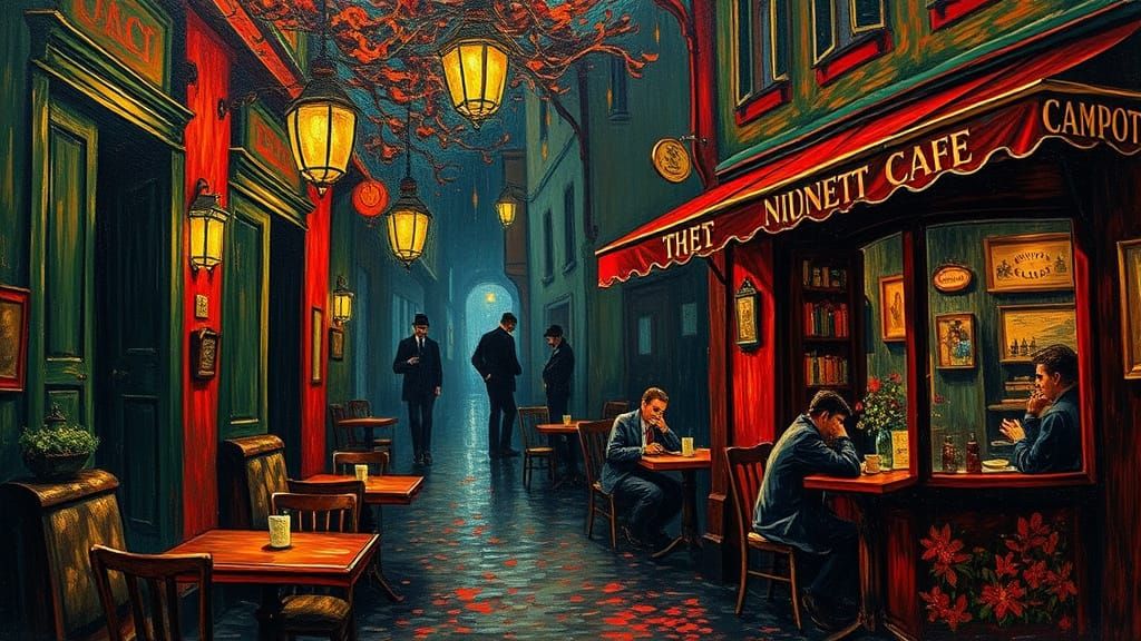 Impasto Night Café: A Warm and Inviting Post-Impre... - AI Art