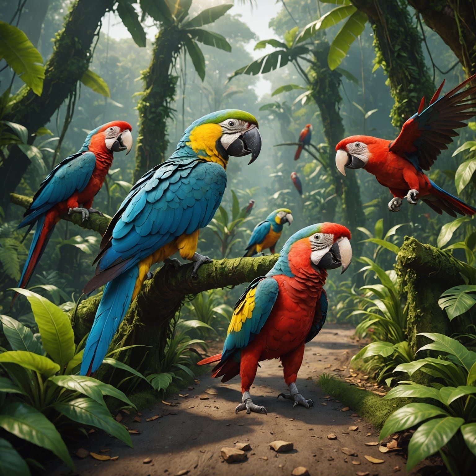 The race of the parrots. - AI Generated Artwork - NightCafe Creator