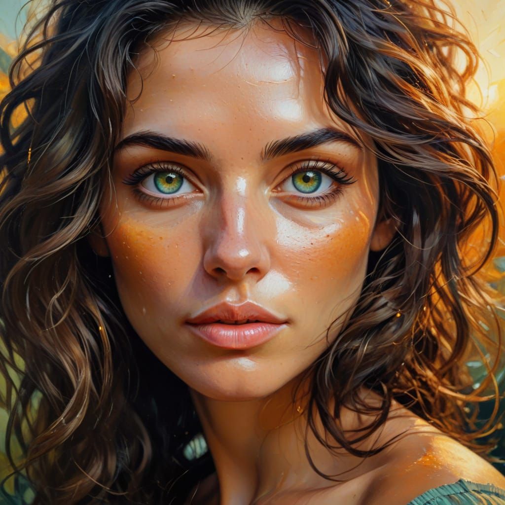 Warm Portrait in Vibrant Oil Painting Style - AI Art