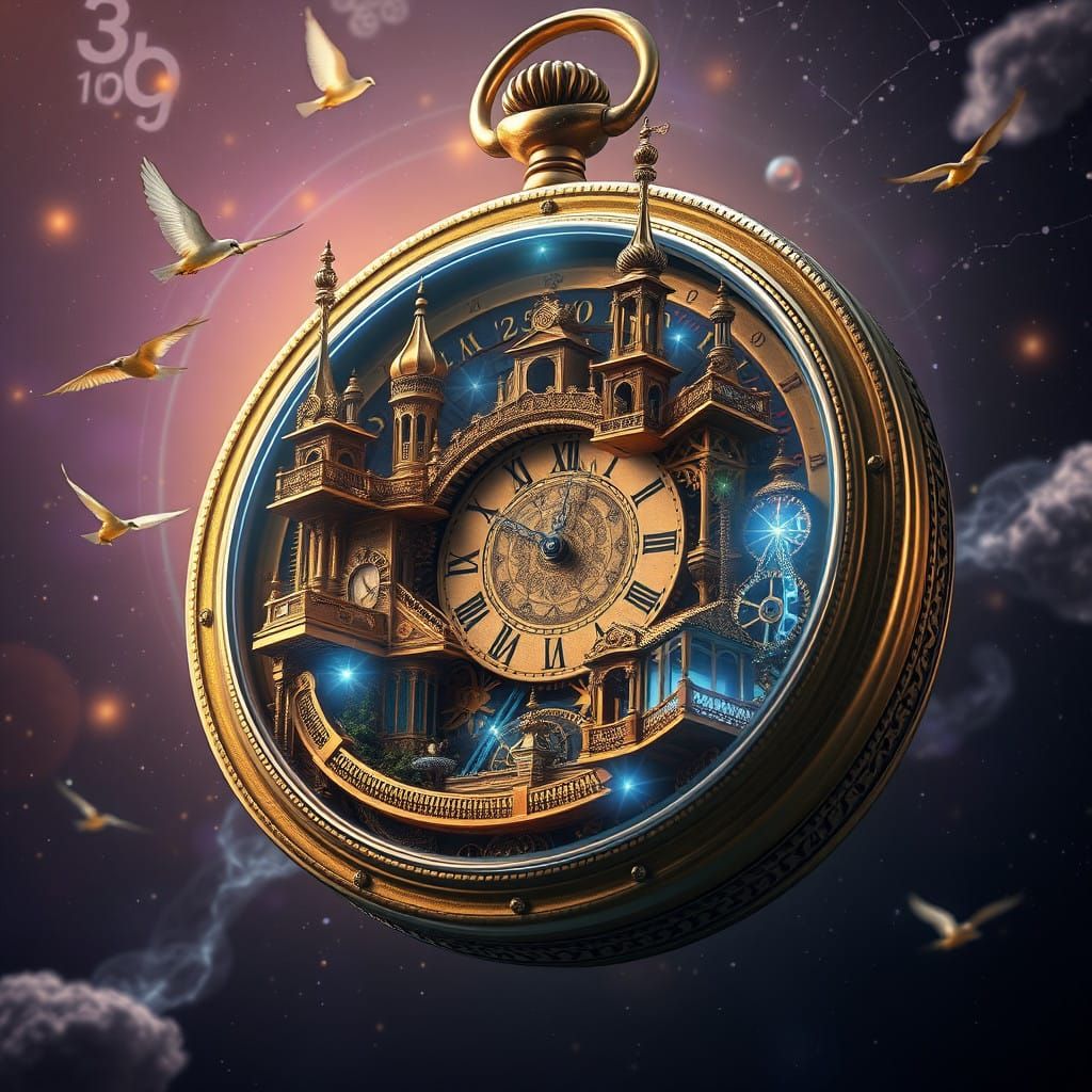 Magic clock - Enchanted Pocket Watch Unfolds into Baroque Pa...