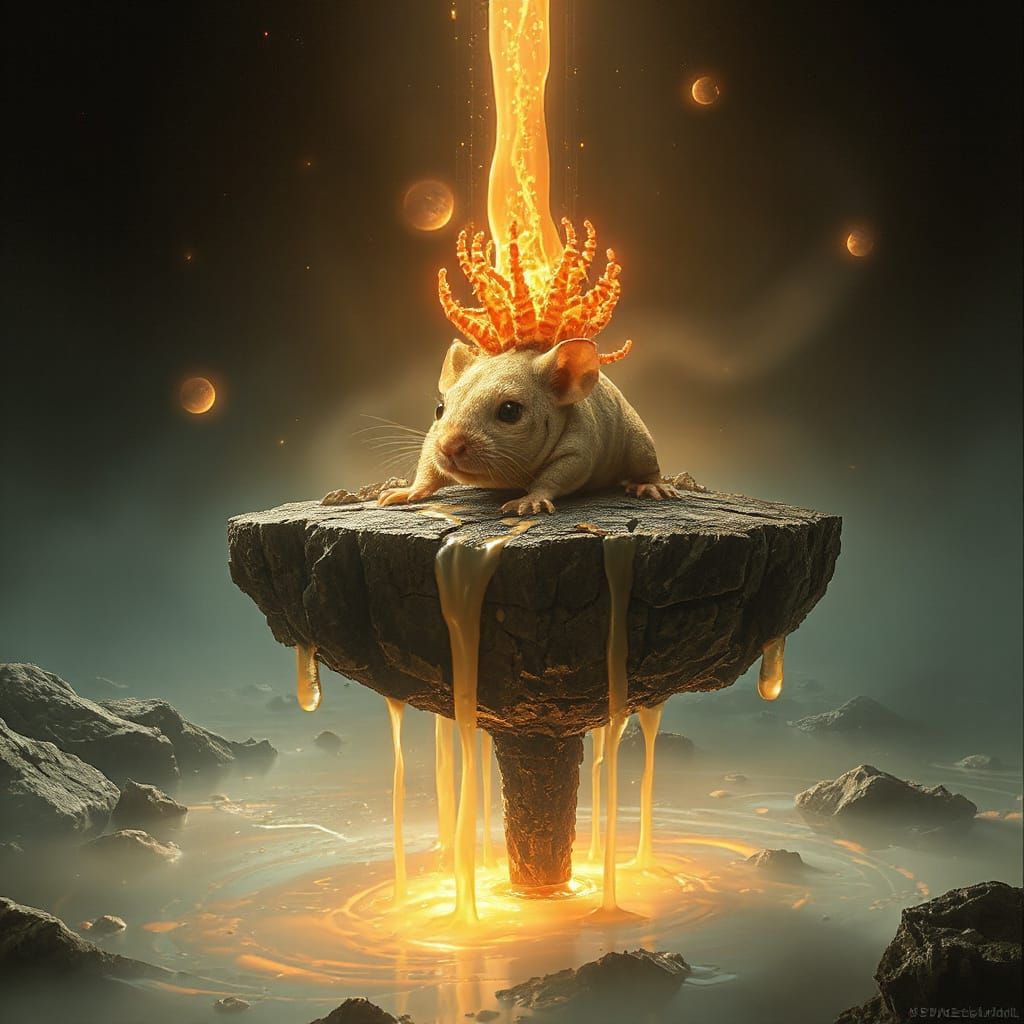 Biomechanical Hamster Blooms on Obsidian Isle in S... - AI Art