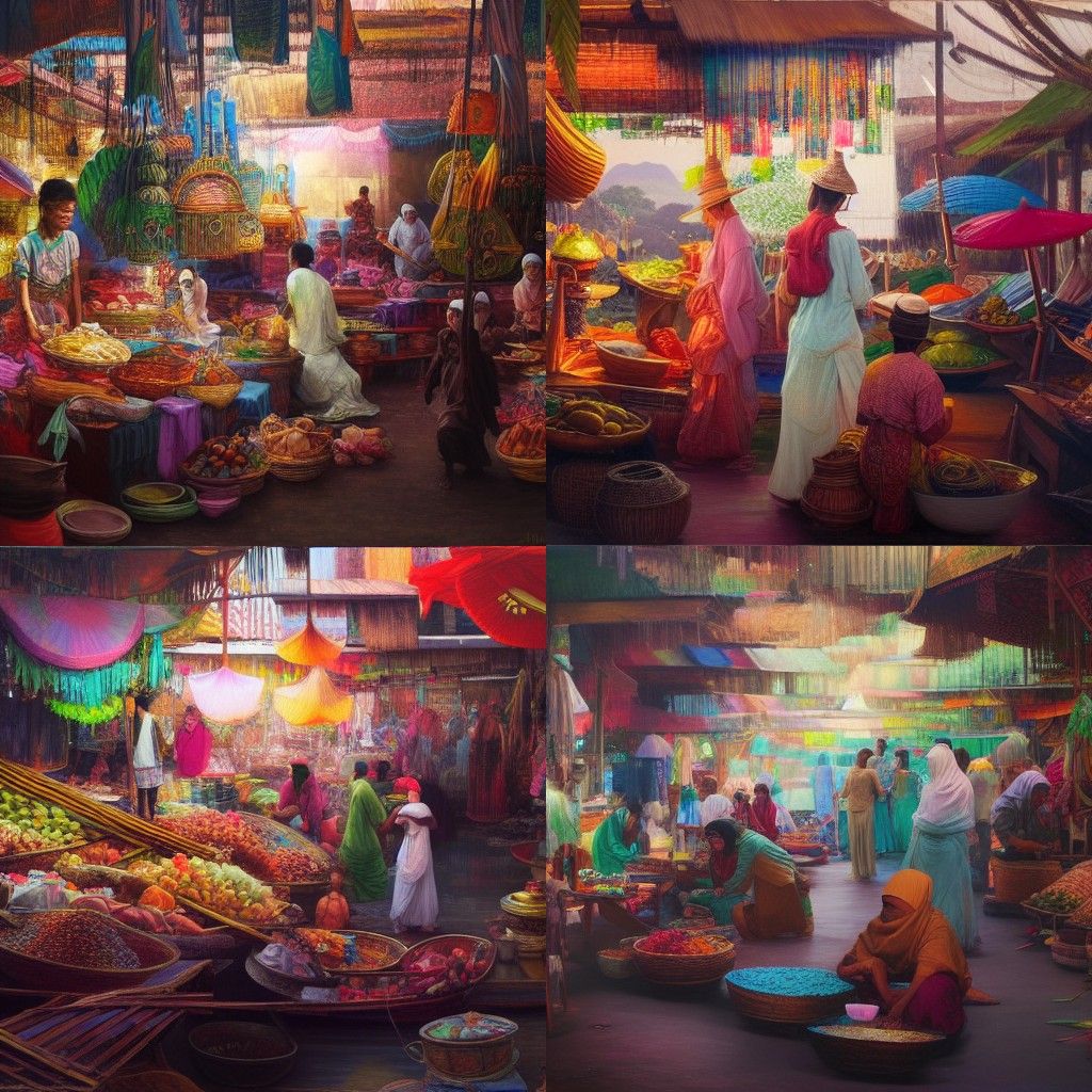 A dream of a pasar bangkinang, by Hamidon Ahmed, matte painting ...