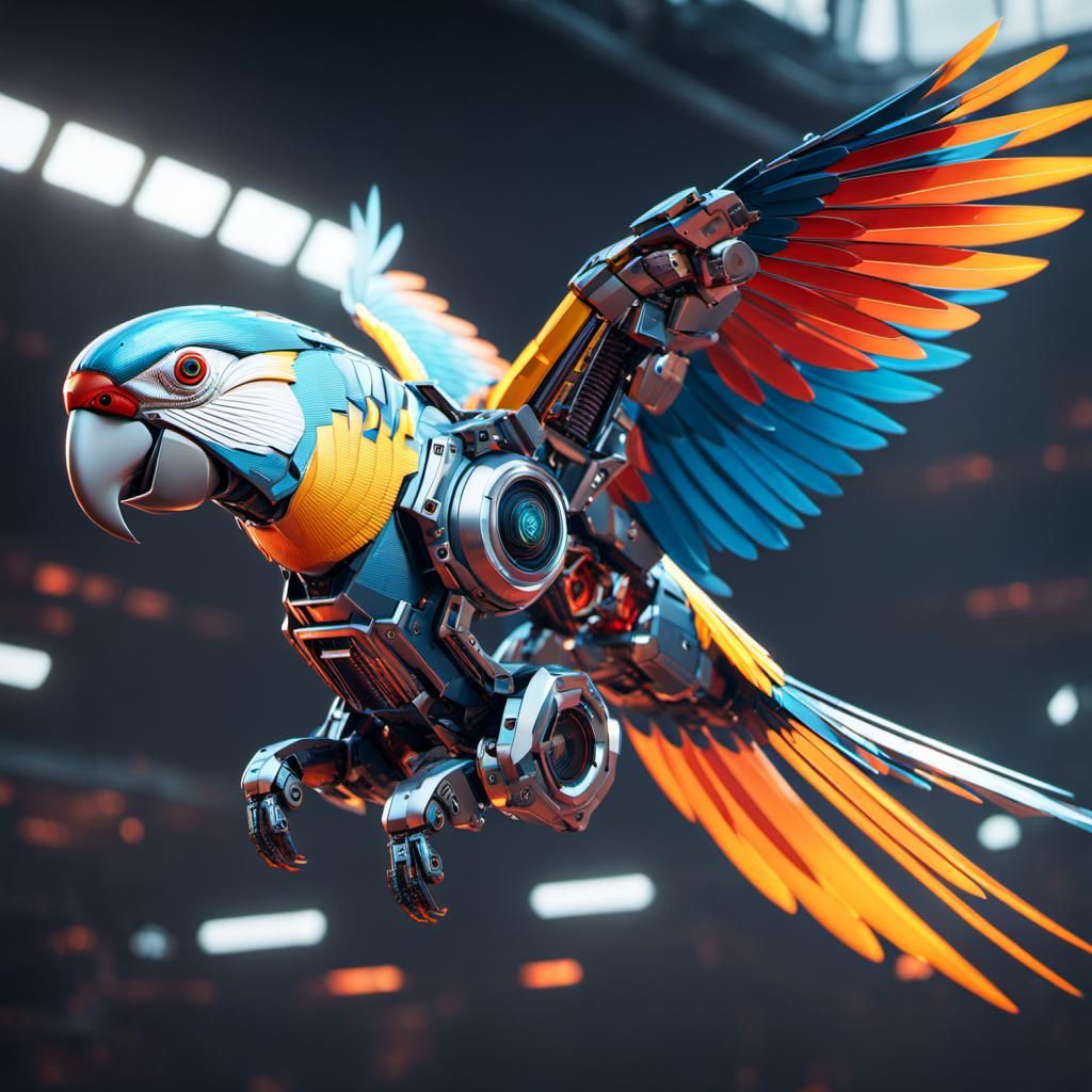 Cyborg Parrot 8 - AI Generated Artwork - NightCafe Creator