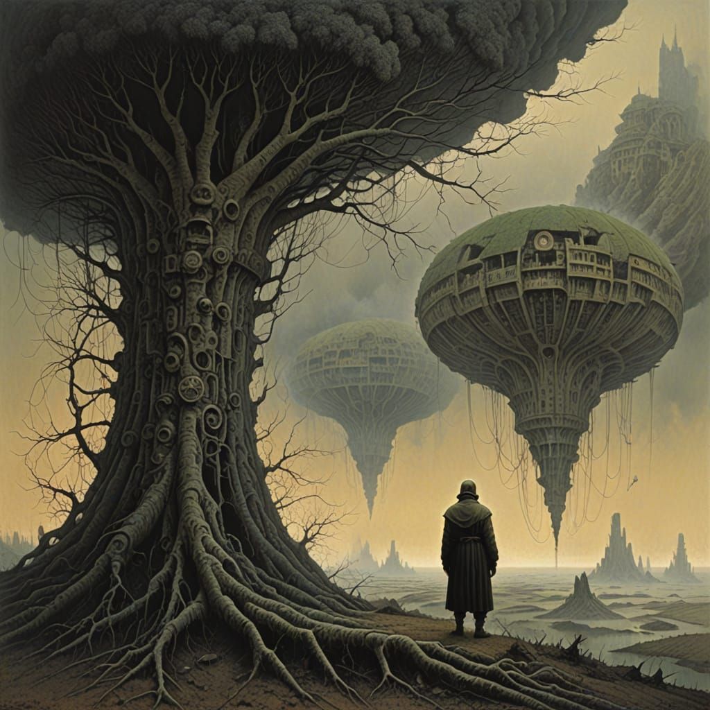 Dystopian Surrealism Inspired by Beksiński - AI Art