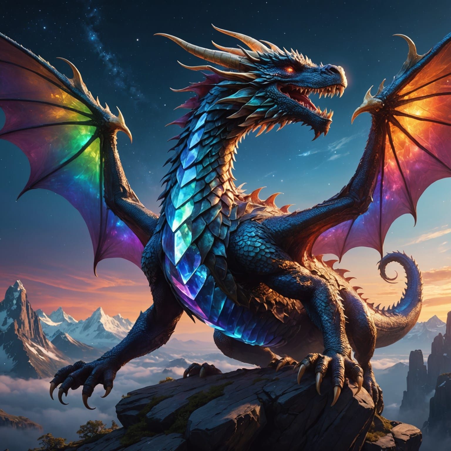 Dragon with Crystal Scales - AI Generated Artwork - NightCafe Creator