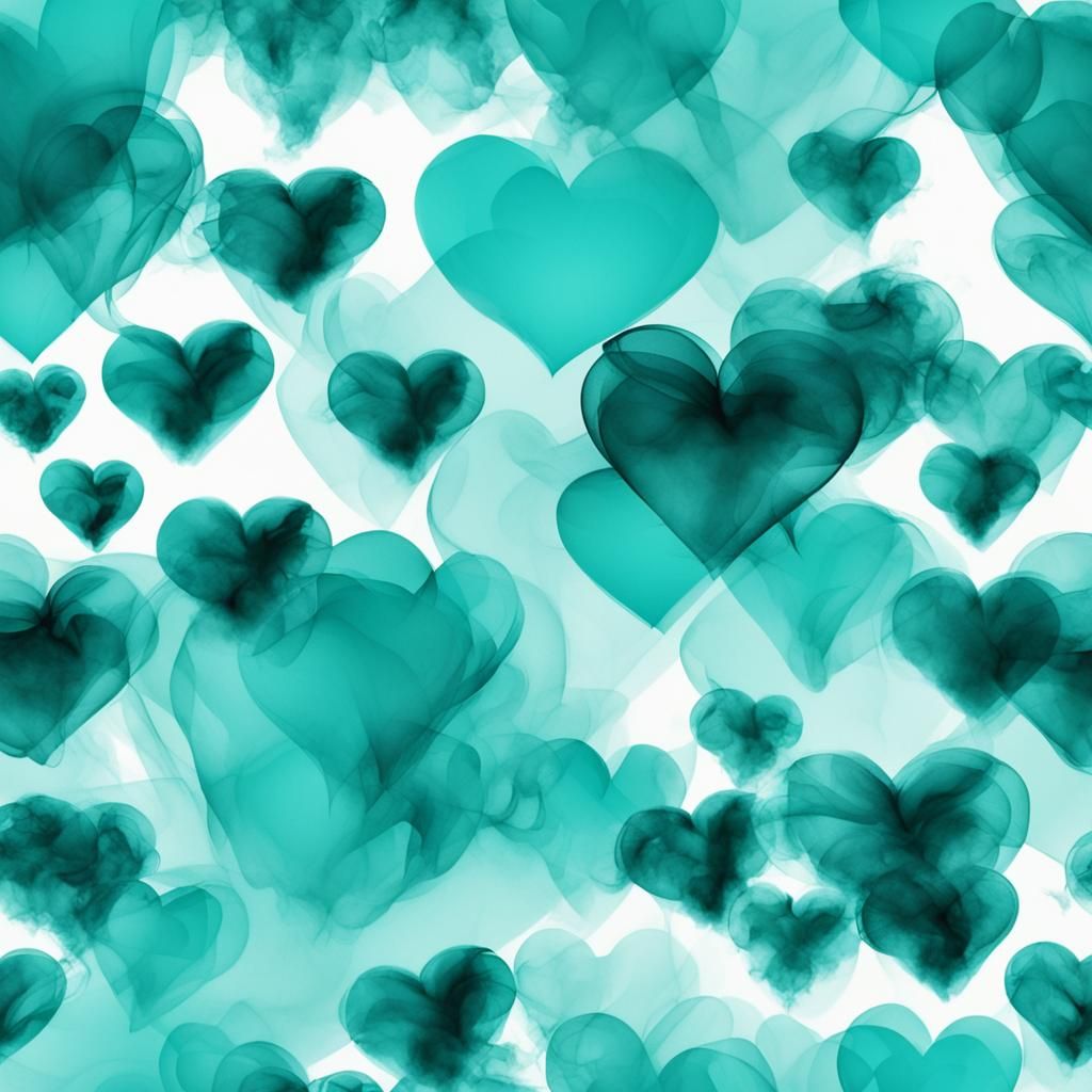 Teal Hearts - AI Generated Artwork - NightCafe Creator