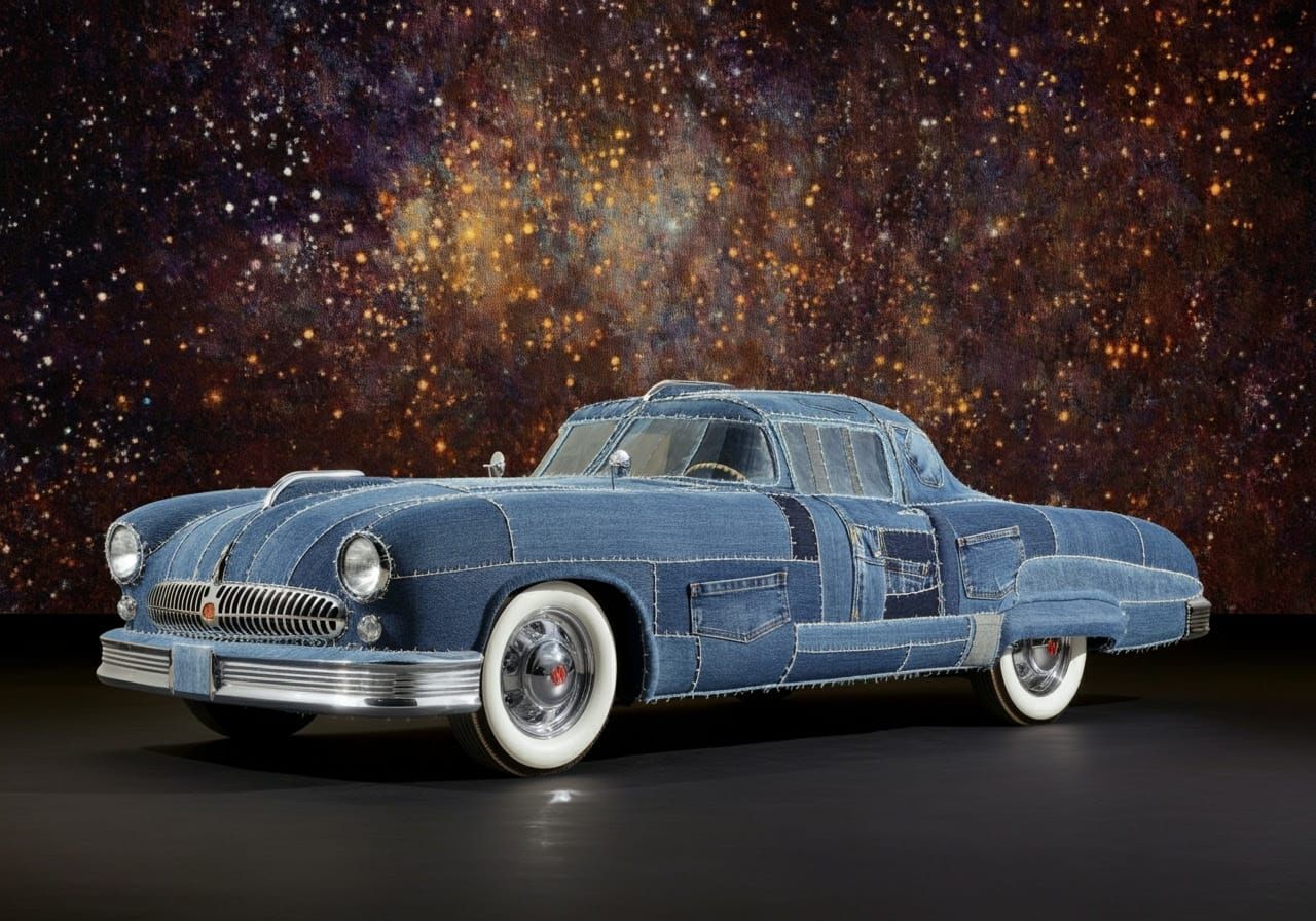 Pointlessist Concept Car with Stardust-Woven Tapestry Background