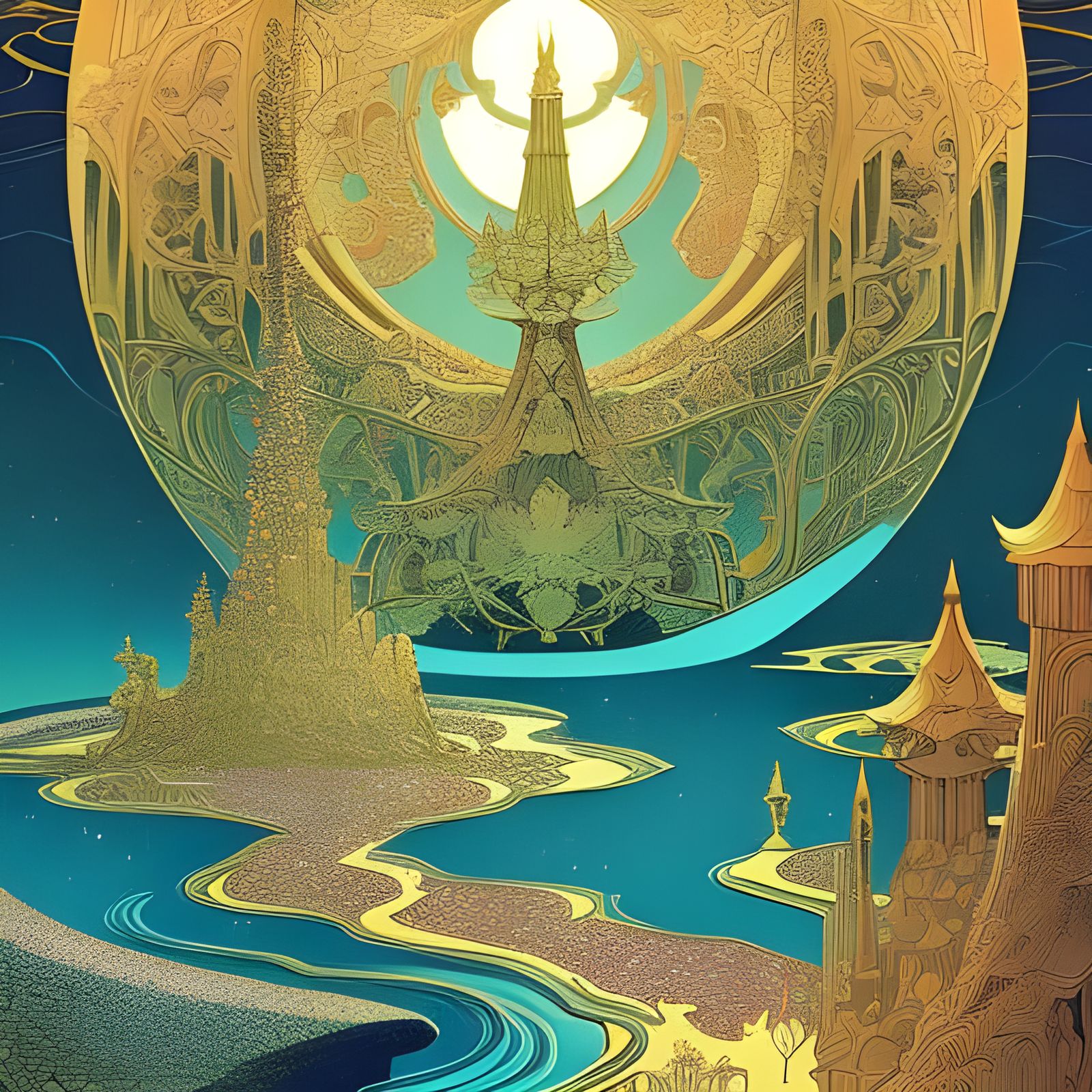 Golden Towers I - AI Generated Artwork - NightCafe Creator