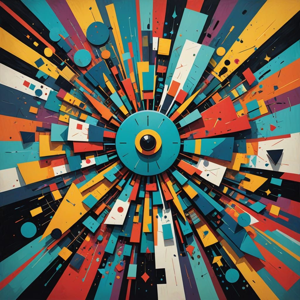 colorful neo cubism - Dynamic Cubist Masterpiece in Bold, Vi...