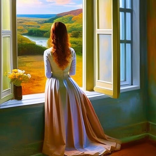 waiting at the window - AI Generated Artwork - NightCafe Creator