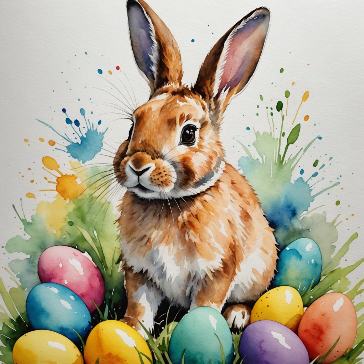 Easter Bunny Water Color - Watercolor Easter Bunny Masterpie...