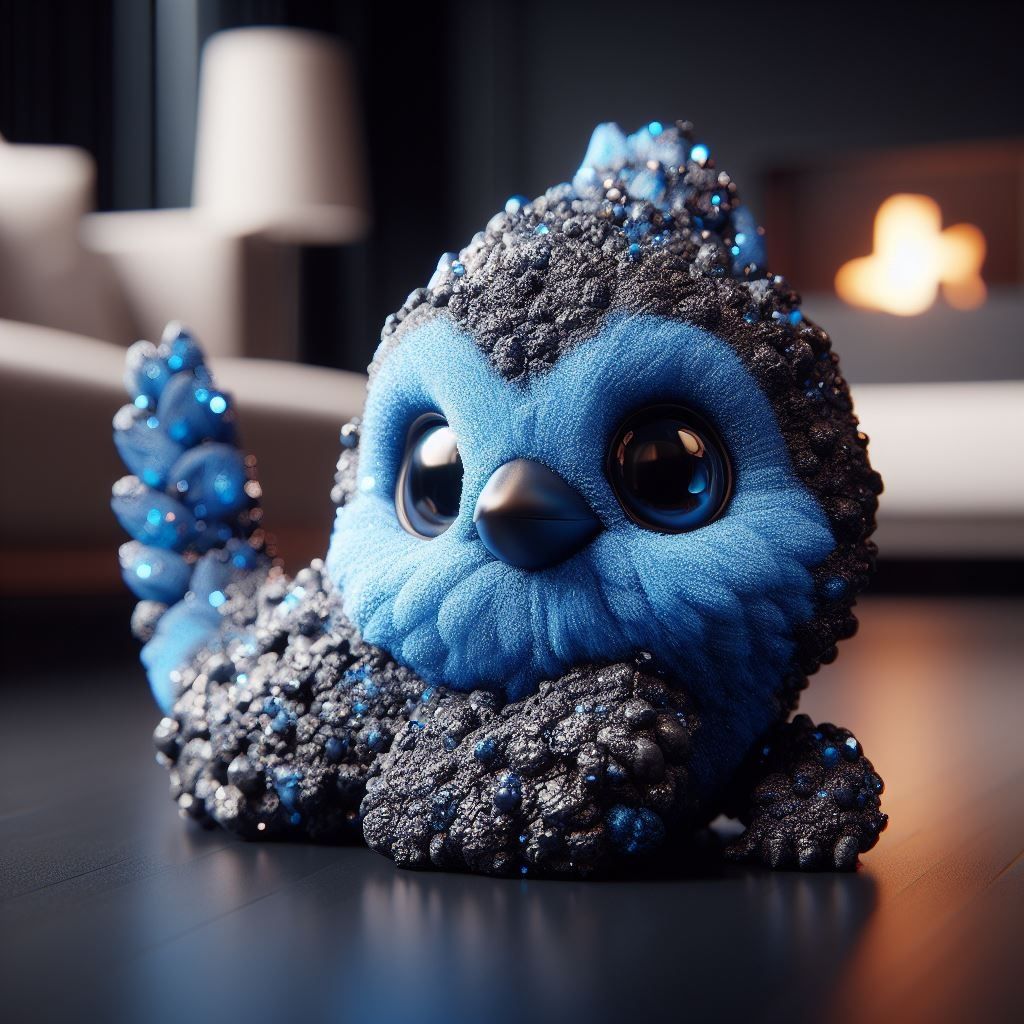 adorable chibi blue jay made of lava, living room, full body, - AI ...