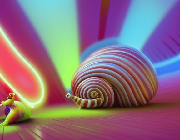 Snails bioluminicent, snails, neon glow Pixar, Disney, concept art, 3d ...
