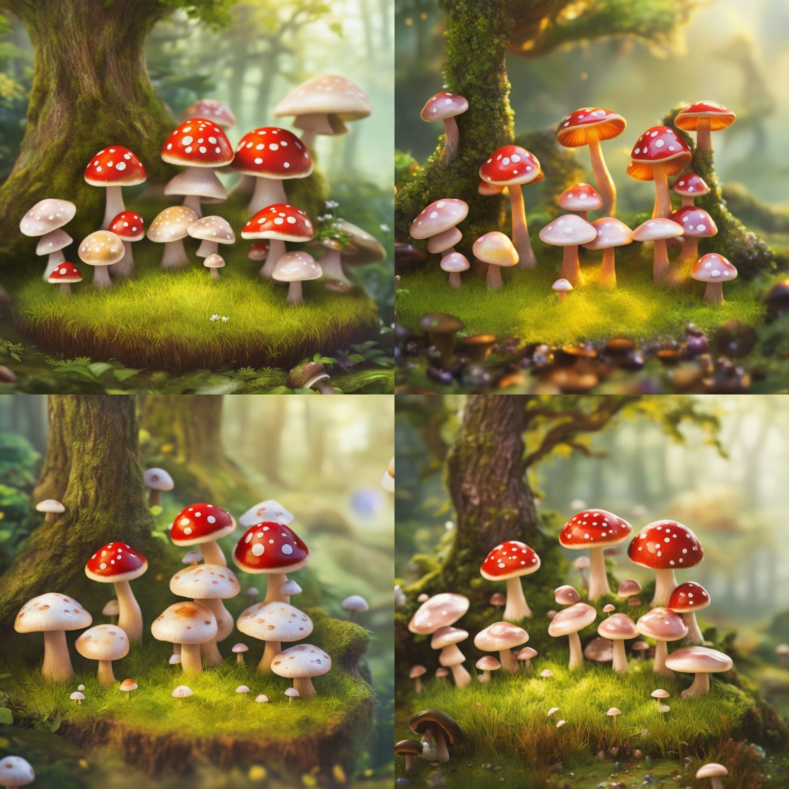 fairy cottage land with mushrooms and fairies greenery nature ...