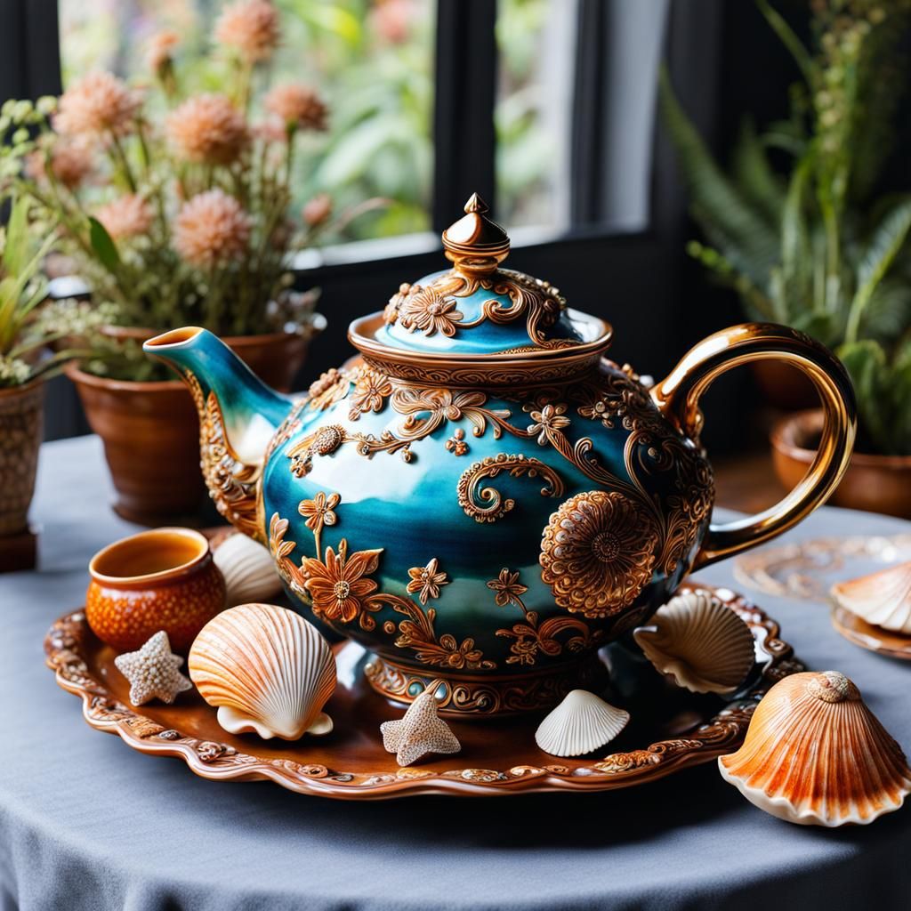 Seashell Teapot - AI Generated Artwork - NightCafe Creator