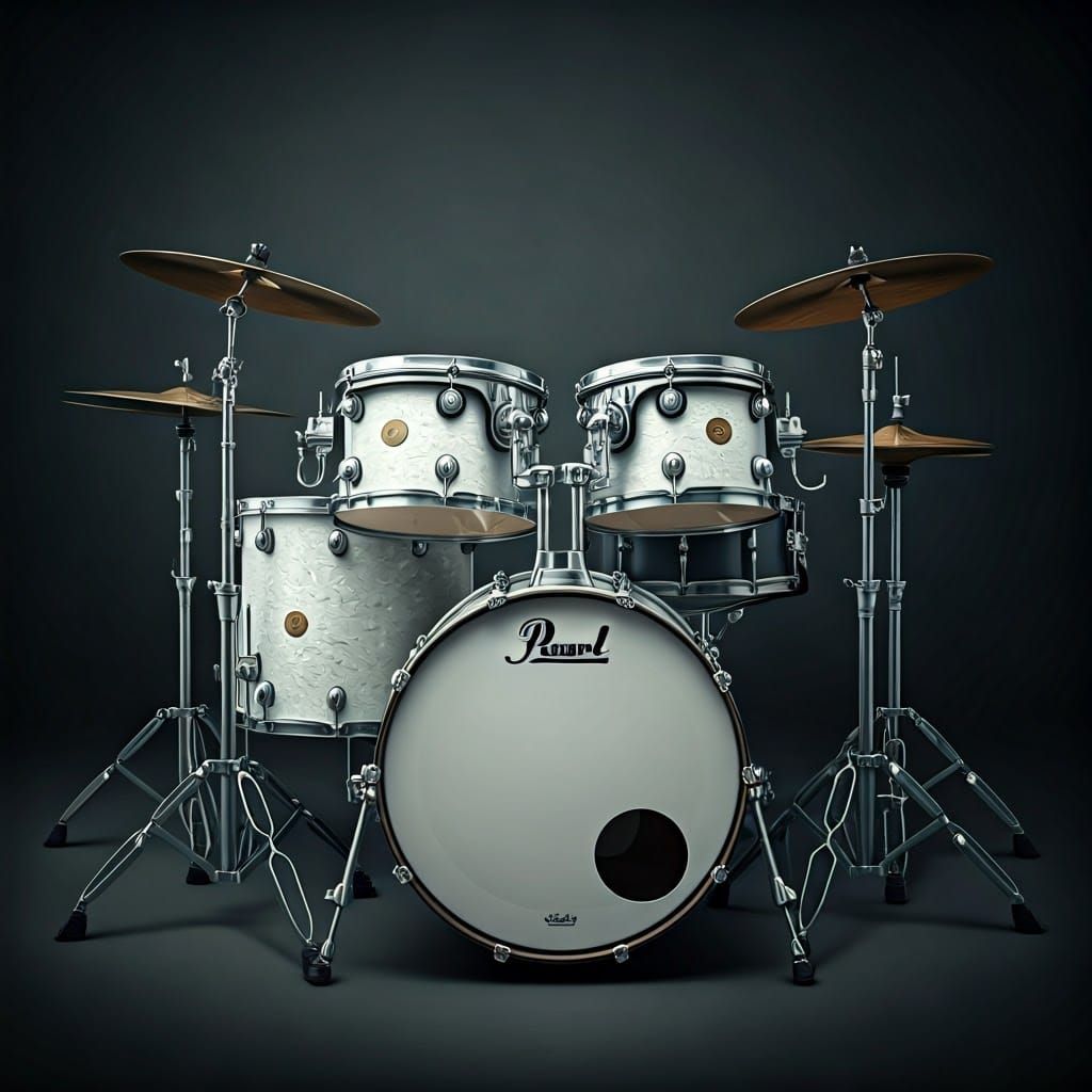 High-End White Pearl Drum Set With Meinl Cymbals