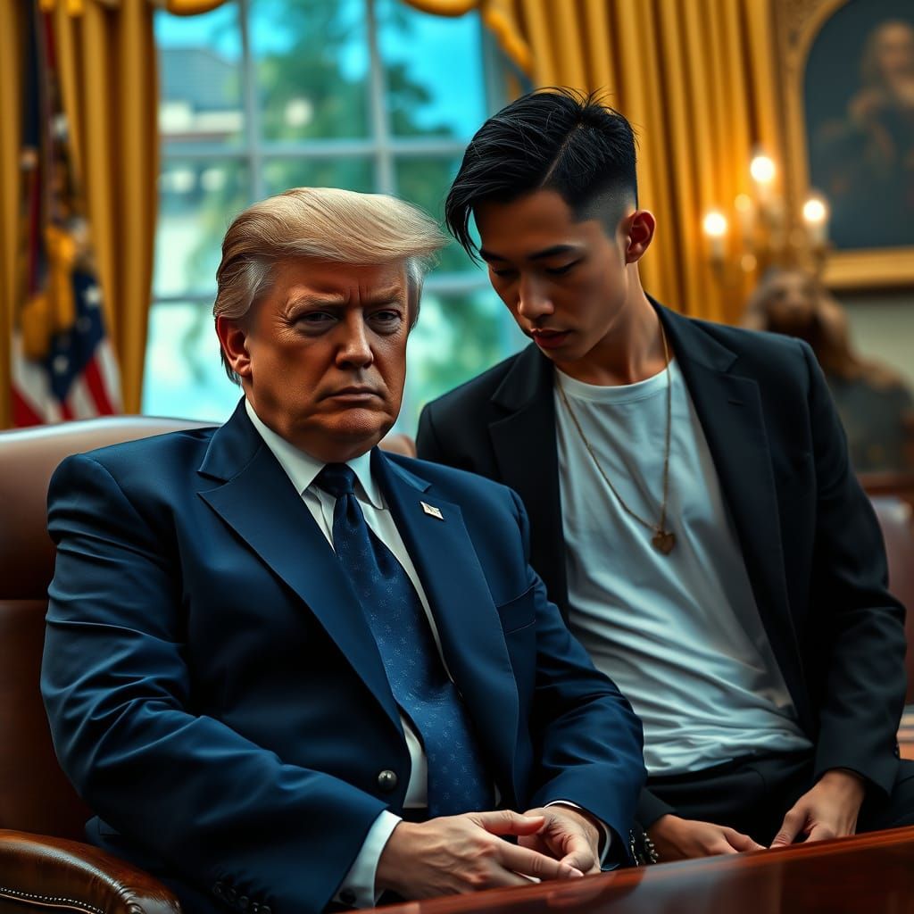 President Donald Trump sitting with his political lecturer friend