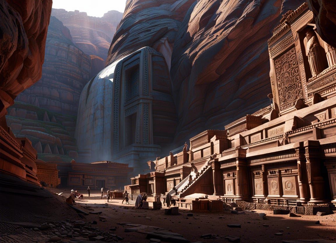 Digging the ancient city carved in the mountain - AI Generated Artwork ...