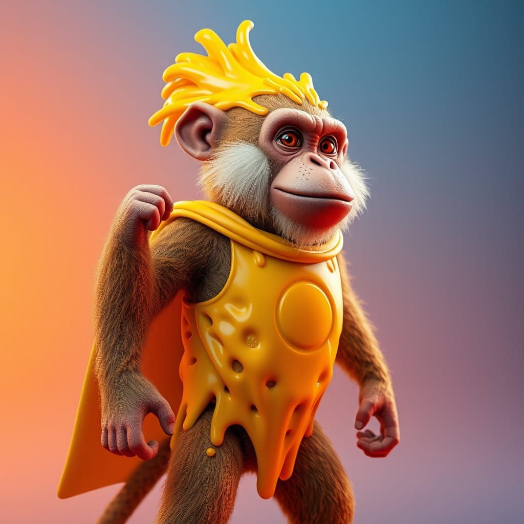 Nacho Cheese Monkey Superhero - Cheesy Monkey Superhero in V...