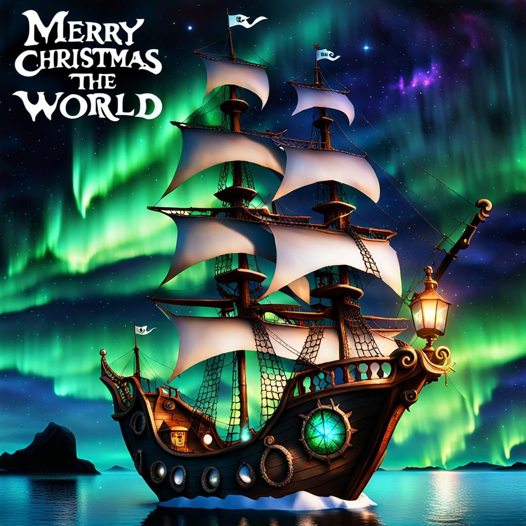 Santa Pirate Ship wish a Merry Christmas - AI Generated Artwork ...