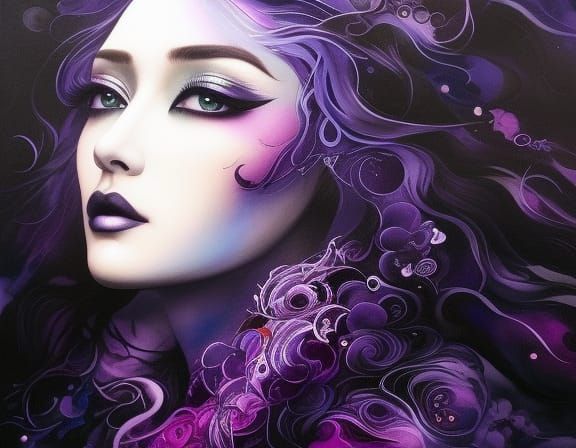 Nyx,female personification of night purple, Beautiful portrait, Minjae ...