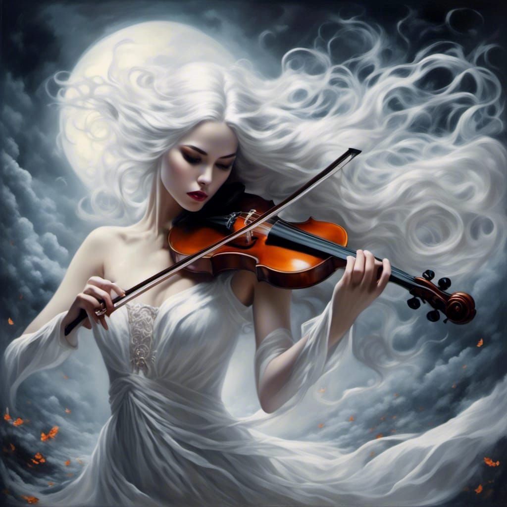 beautiful woman, playing violin - AI Generated Artwork - NightCafe Creator