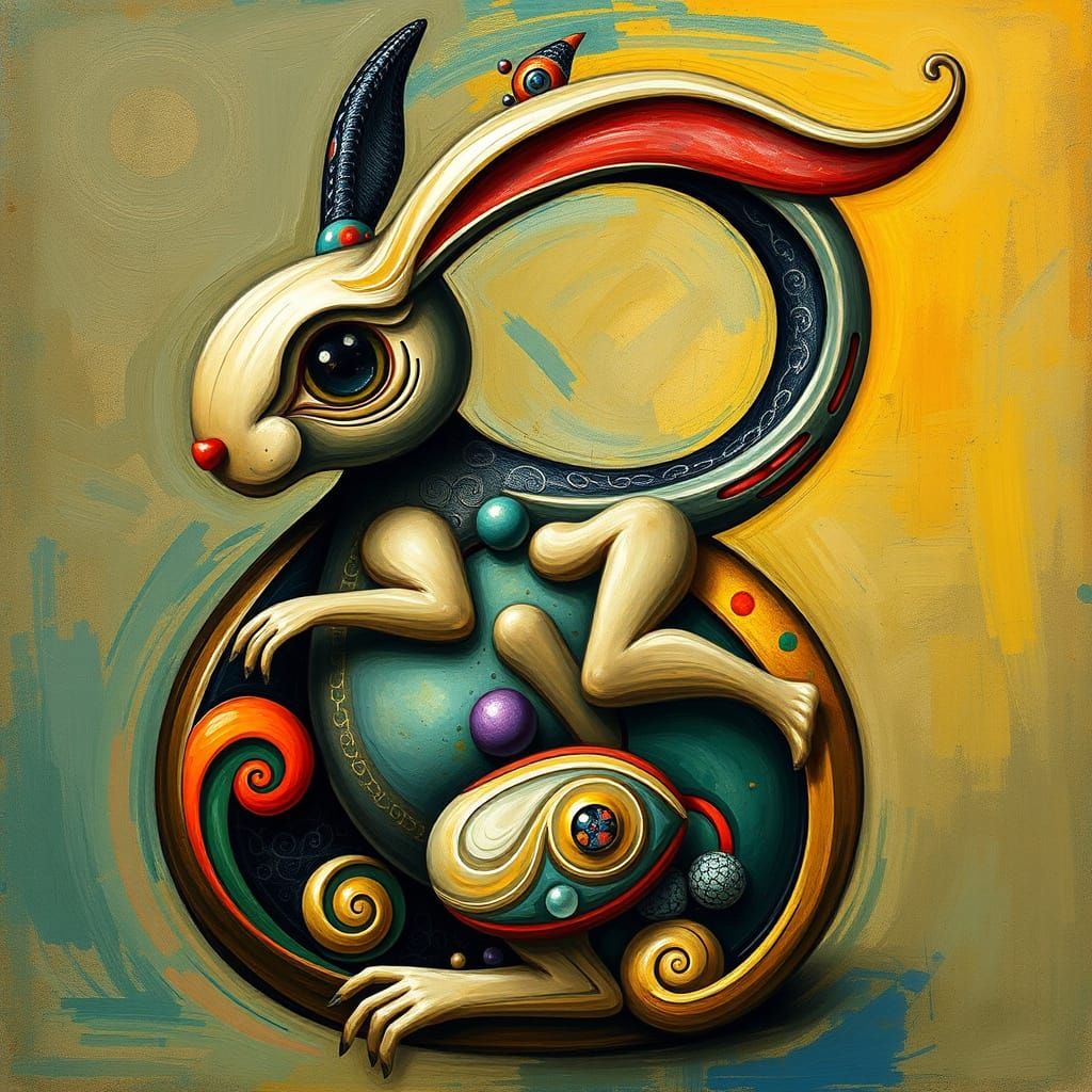Surreal Rabbit Form Eights in Dreamlike Art Nouvea... - AI Art