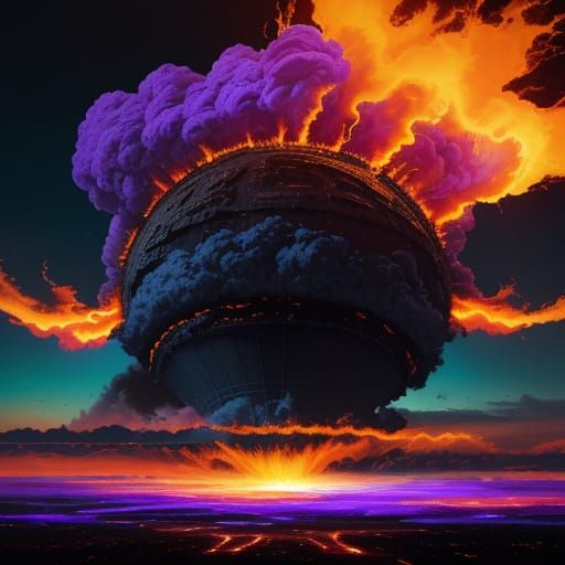 Surreal Nuclear Explosion in Vibrant Colors - AI Art