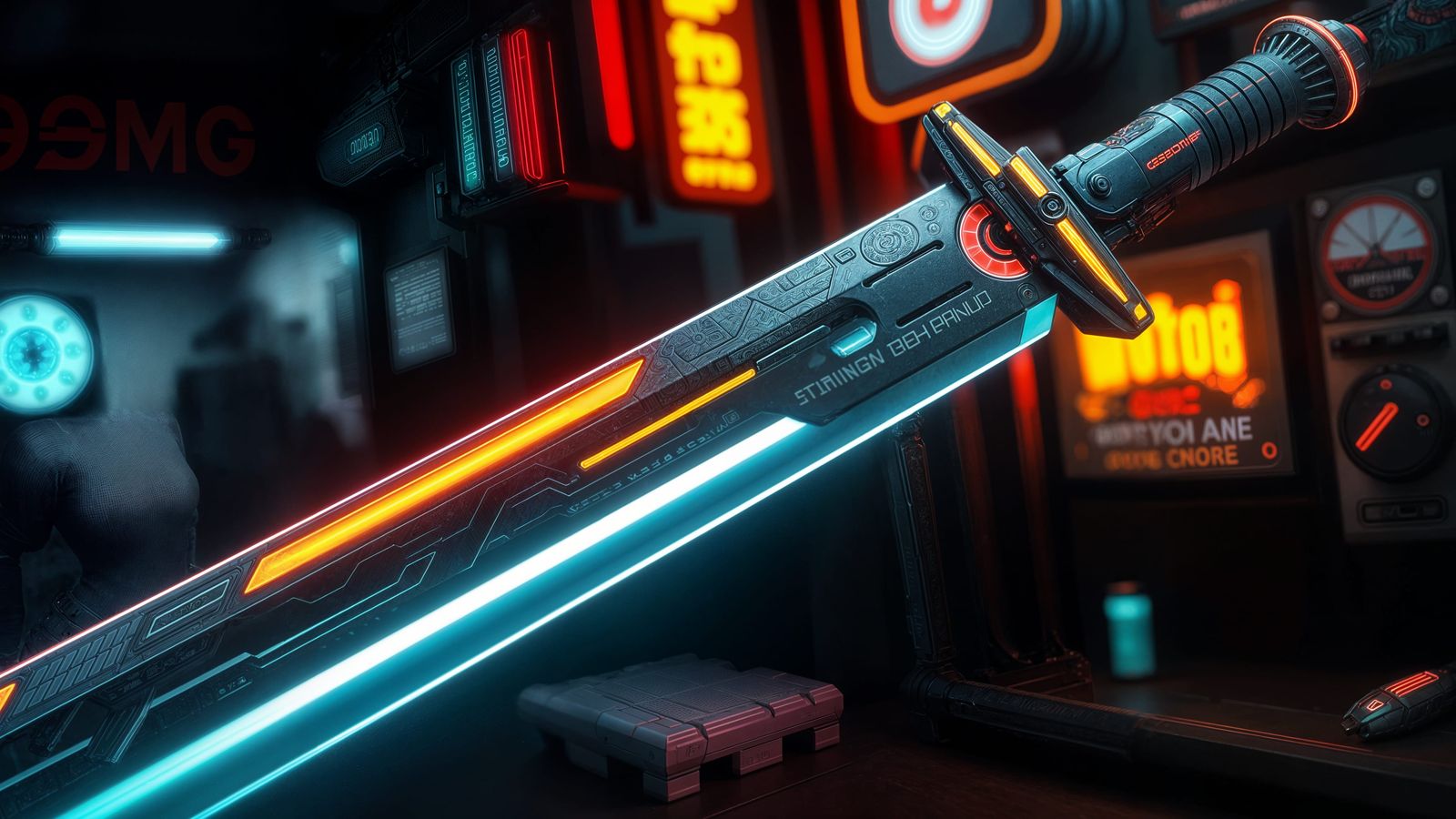 Hyper-Realistic Cyberpunk Sword with Intricate Tec... - AI Art