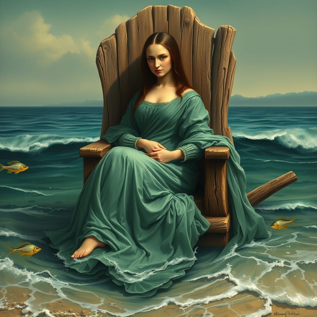 Mona lisa in the sea - Enigmatic Sea Siren in Surrealist Sty...