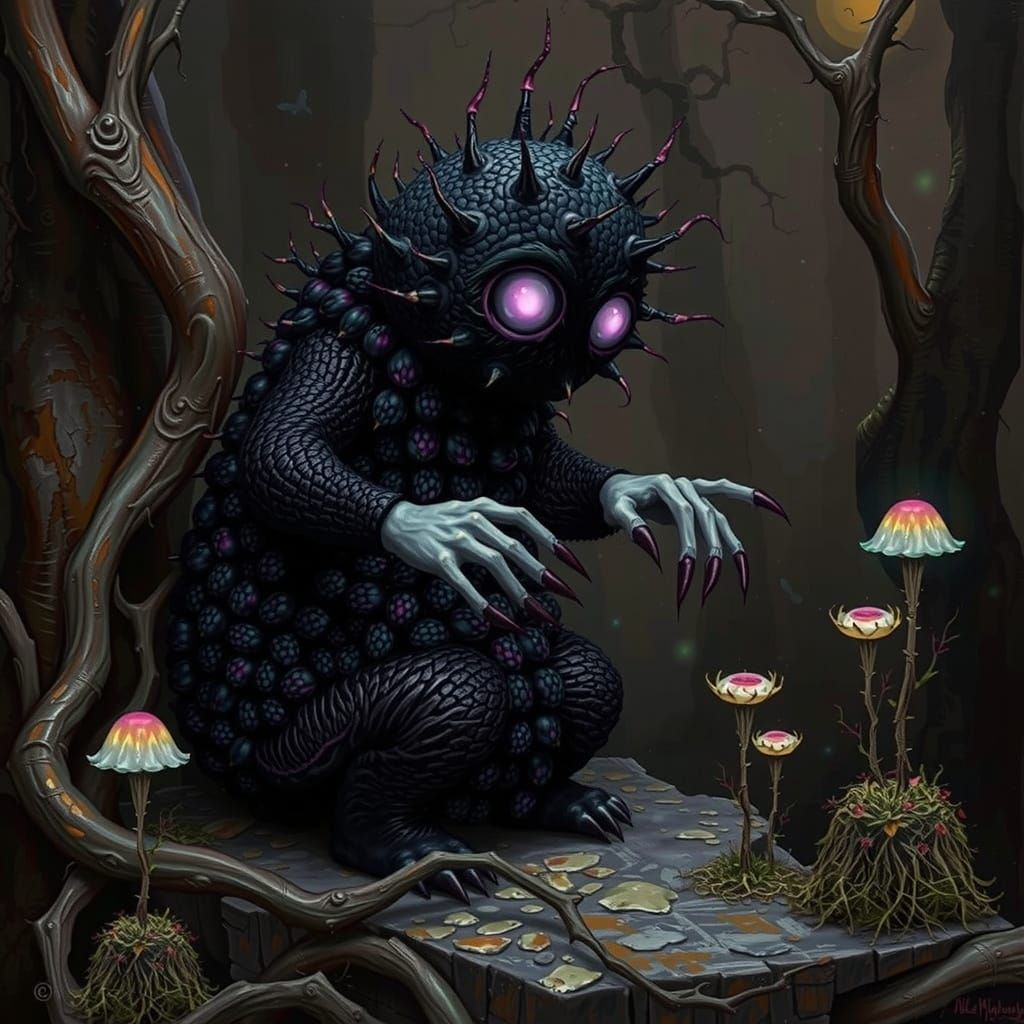 Black Berry Monster Foo - Gothic Blackberry Monster in Moonl...