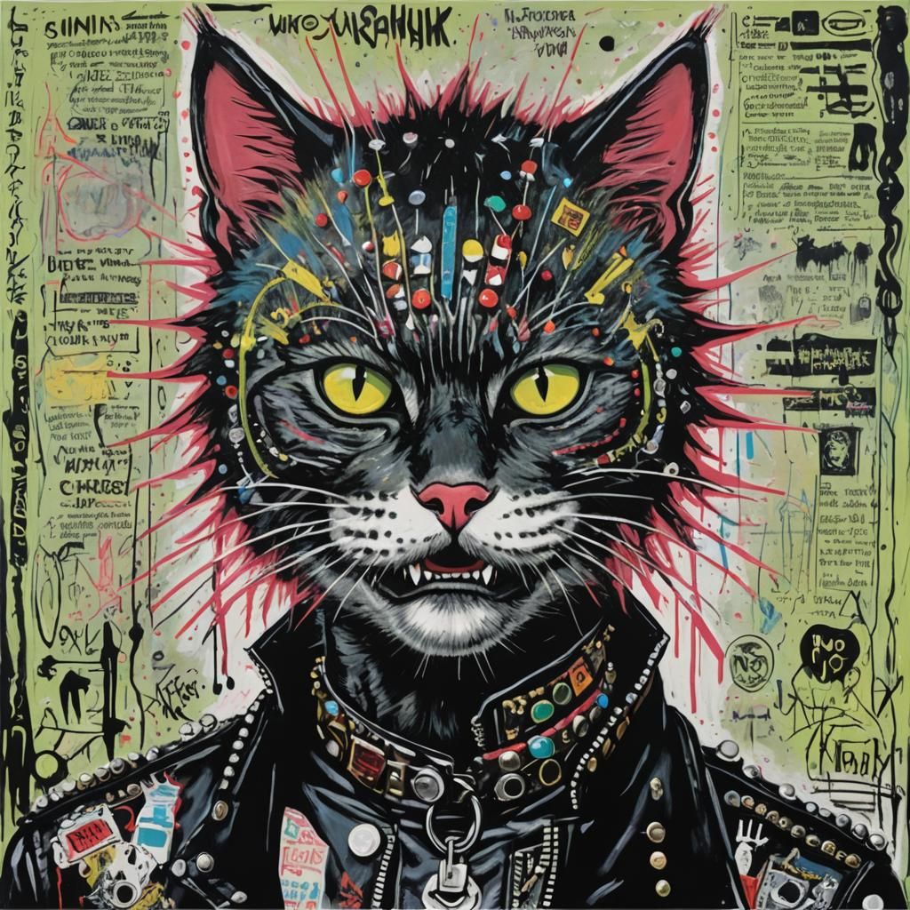 Punk Art of a Punk Cat - AI Generated Artwork - NightCafe Creator