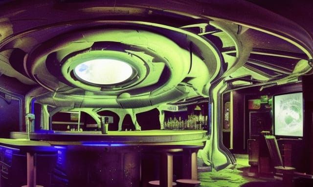 alien bar, pub, science fiction, sci-fi, otherworldly, cyberpunk, post ...