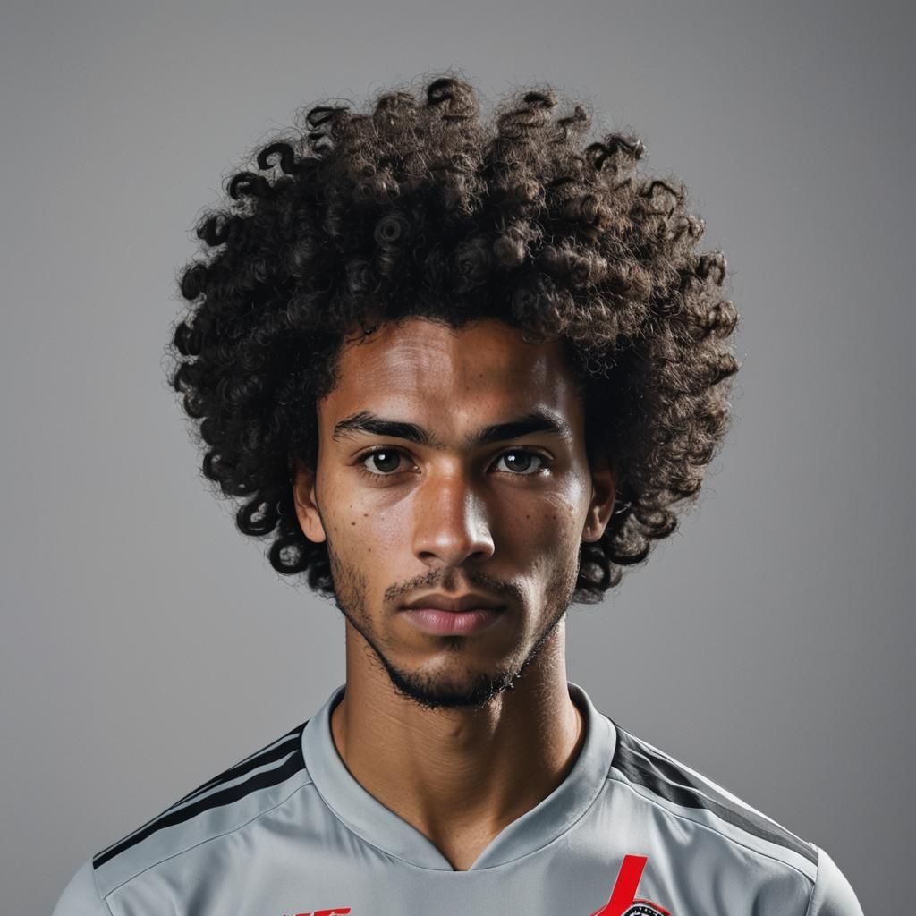 27 year old afro-english soccer player, colour Photography of a very ...