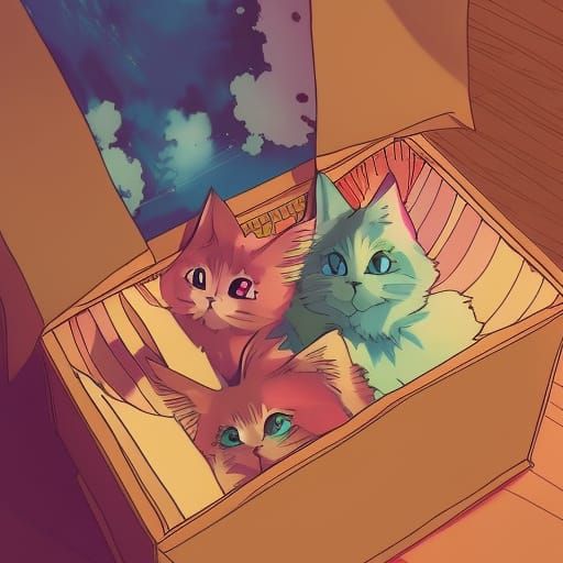 Kitties inside a box - AI Generated Artwork - NightCafe Creator